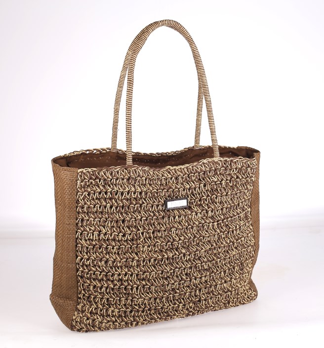 Dámská taška z rafie pletená Kbas hnědá