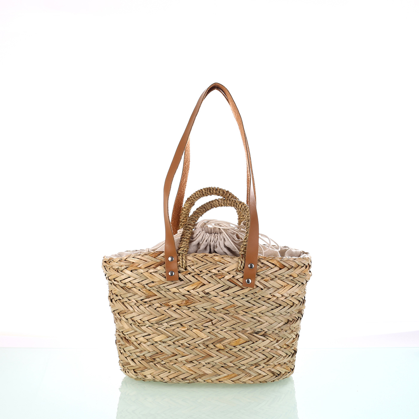 Dámska slamená taška s popruhmi Kbas